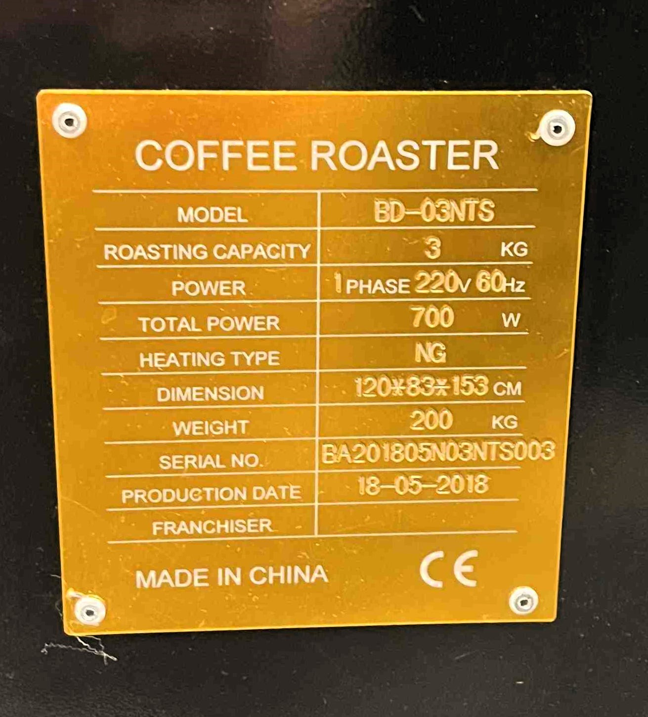 3 kg - Bideli "Phoenix Oro" Roaster - 2018 Model - Very Good Condition ...