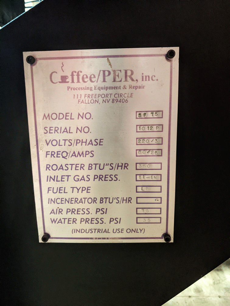 35k San Franciscan SF-75 Roaster 2005 — CoffeeTec